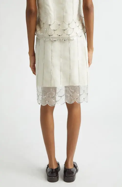 WALES BONNER Triumph Beaded Silk Organza Skirt - Ivory