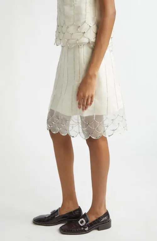 WALES BONNER Triumph Beaded Silk Organza Skirt - Ivory