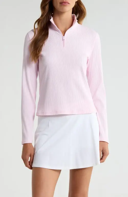 G/fore Rib Knit Quarter Zip Golf Top - Blush