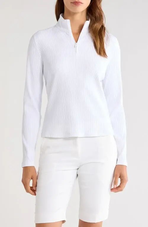 G/fore Rib Knit Quarter Zip Golf Top - Snow