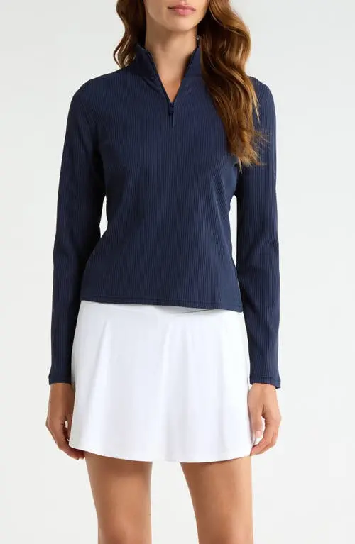 G/fore Rib Knit Quarter Zip Golf Top - Twilight