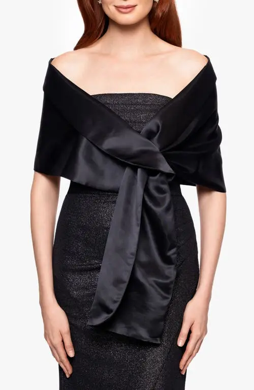 Betsy & Adam Satin Shawl Wrap - Black