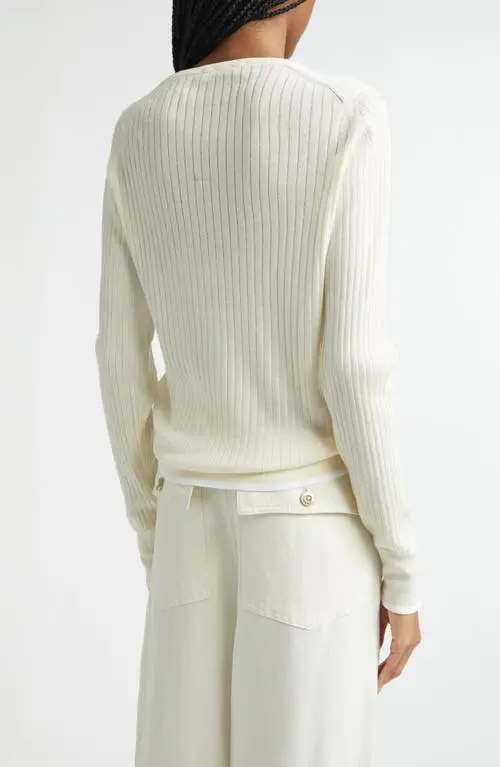 WALES BONNER Nile Merino Wool & Cotton Rib Henley Sweater - Ivory