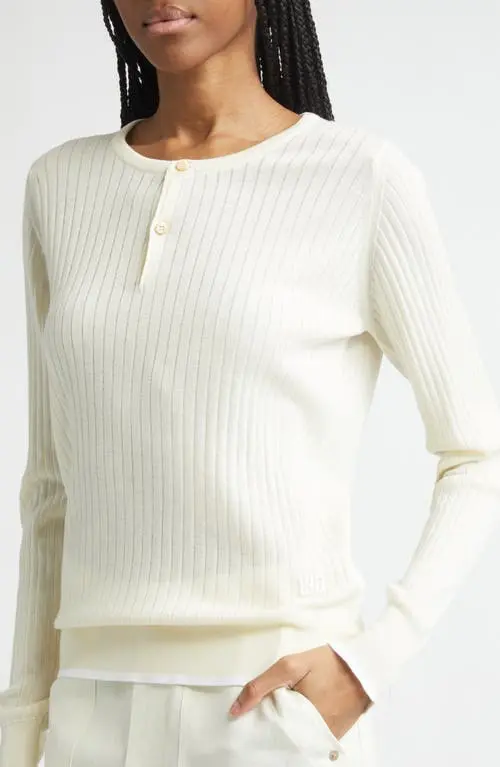 WALES BONNER Nile Merino Wool & Cotton Rib Henley Sweater - Ivory