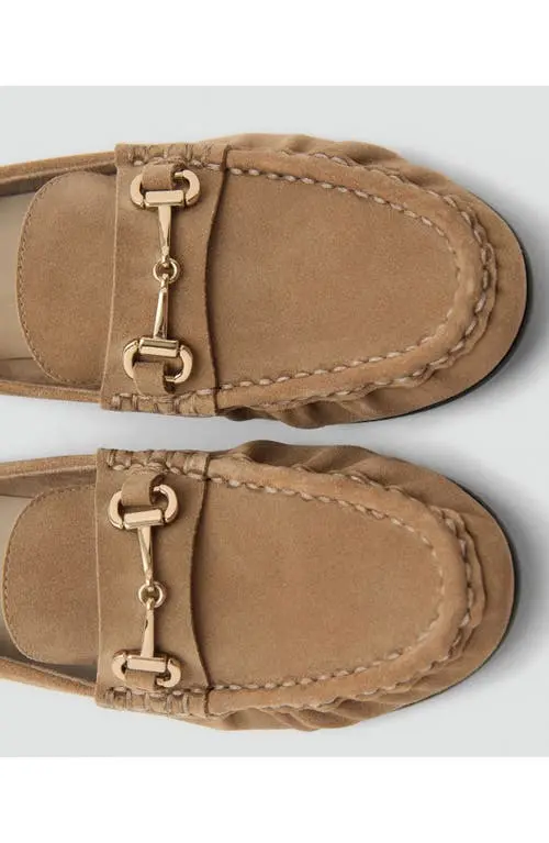Mango Suede Bit Loafer - Medium Brown