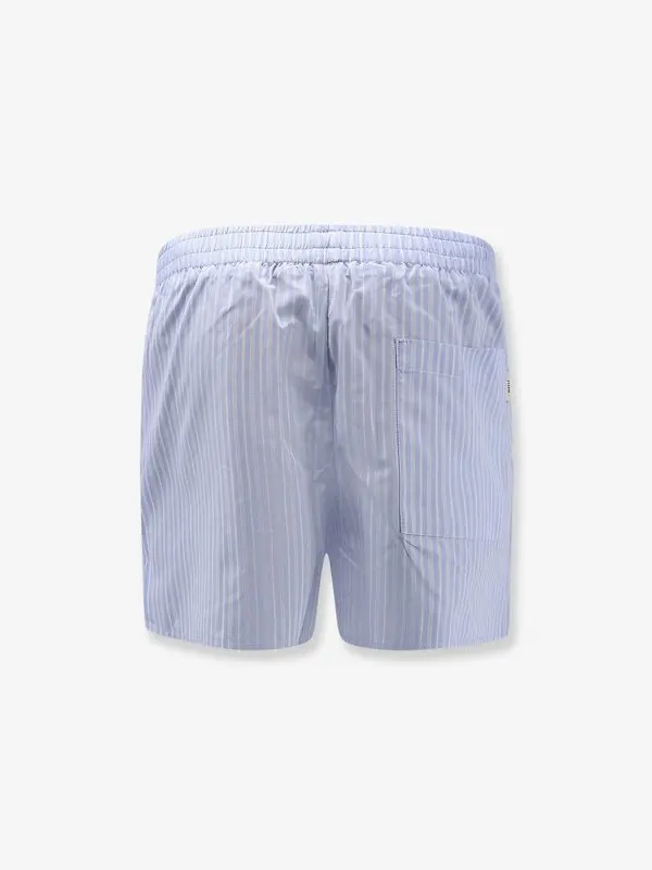 Ami Cotton Bermuda Shorts With Striped Pattern