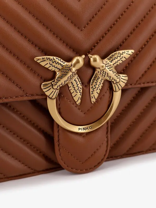 Pinko Love Bag One Quilted Leather Shoulder Bag - Brown