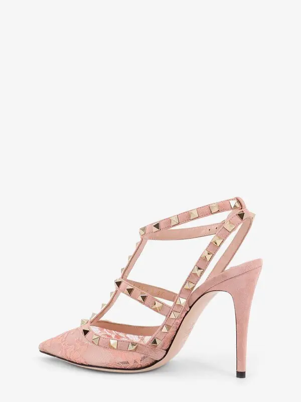 Valentino Garavani Rockstud Suede And Lace Pumps - Pink