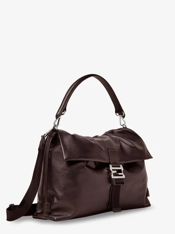 Fendi Flux Maxi Leather Messenger Bag - Brown