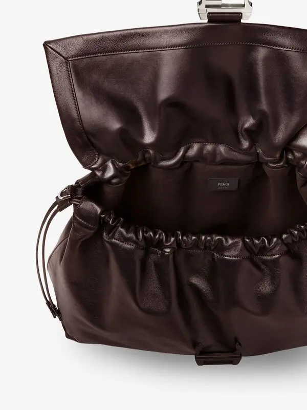 Fendi Flux Maxi Leather Messenger Bag - Brown