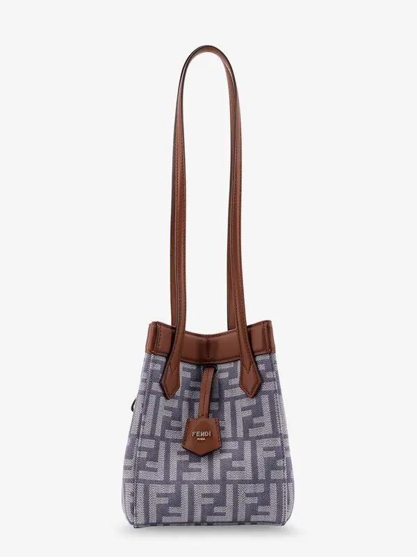 Fendi Origami Mini Ff Jacquard Fabric And Leather Shoulder Bag - Grey
