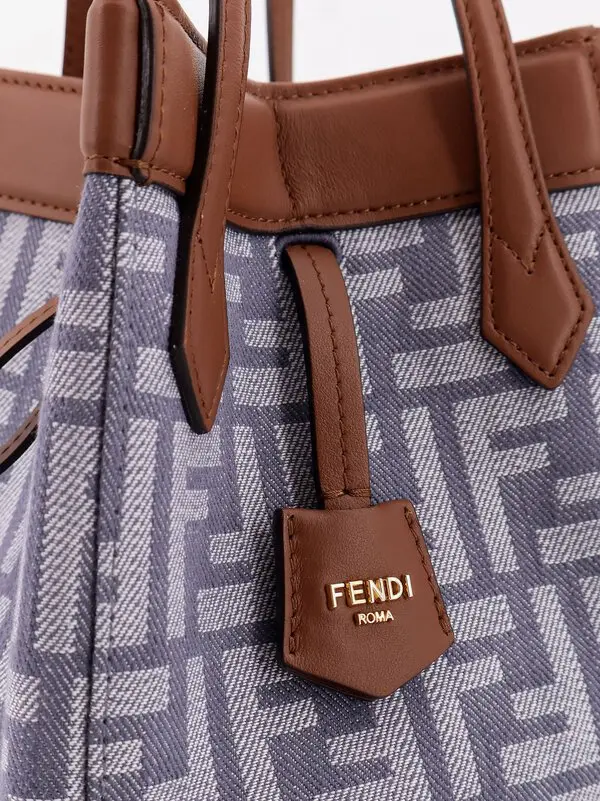 Fendi Origami Mini Ff Jacquard Fabric And Leather Shoulder Bag - Grey