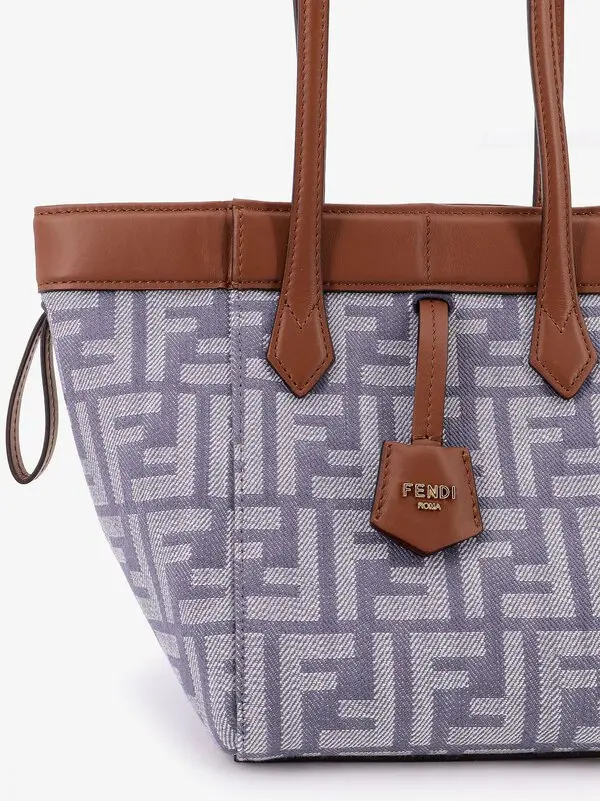 Fendi Origami Mini Ff Jacquard Fabric And Leather Shoulder Bag - Grey