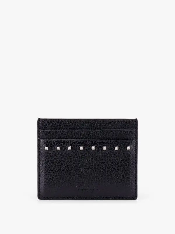Valentino Garavani Leather Card Holder With Stud Detail - Black