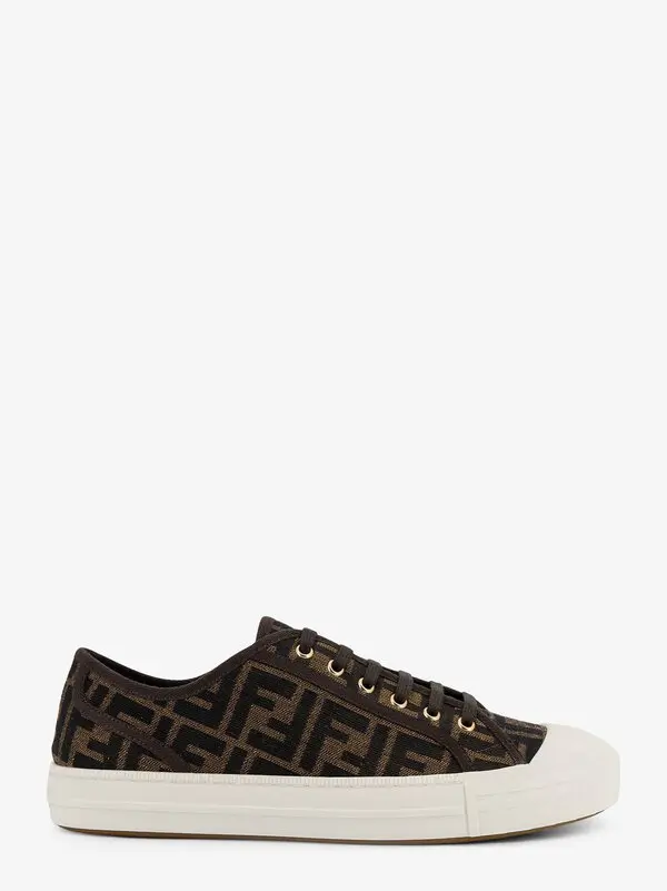 Fendi Domino Ff Jacquard Sneakers - Brown