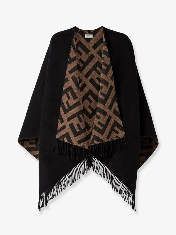 Fendi Cashmere And Wool Poncho - Black
