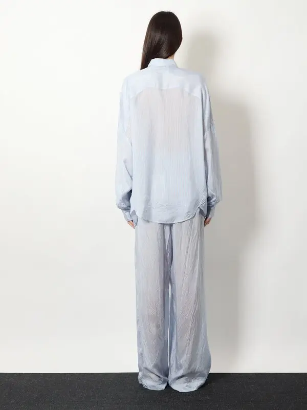 Dries Van Noten Casia Cupro Striped Shirt - Blue