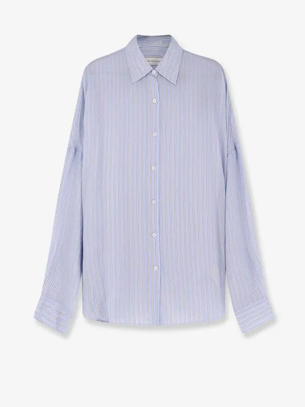 Dries Van Noten Casia Cupro Striped Shirt - Blue