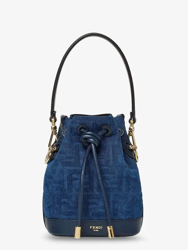 Fendi Mon Tresor Ff Flocked Denim Bucket Bag - Blue