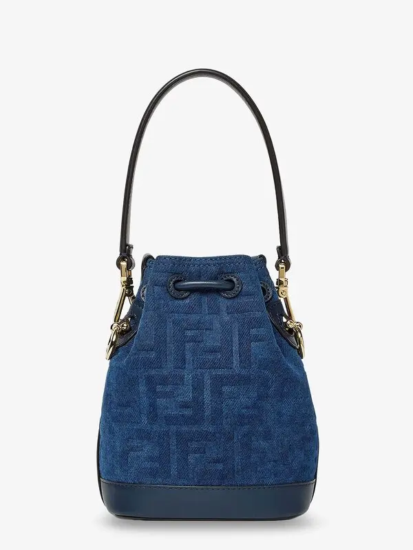 Fendi Mon Tresor Ff Flocked Denim Bucket Bag - Blue