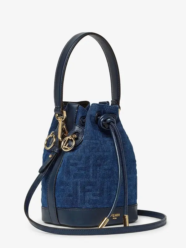 Fendi Mon Tresor Ff Flocked Denim Bucket Bag - Blue