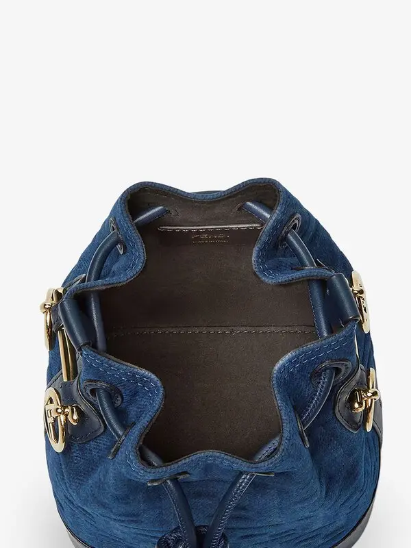 Fendi Mon Tresor Ff Flocked Denim Bucket Bag - Blue