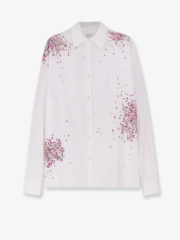 Dries Van Noten Casia Cotton Shirt With Sequin Detail - White
