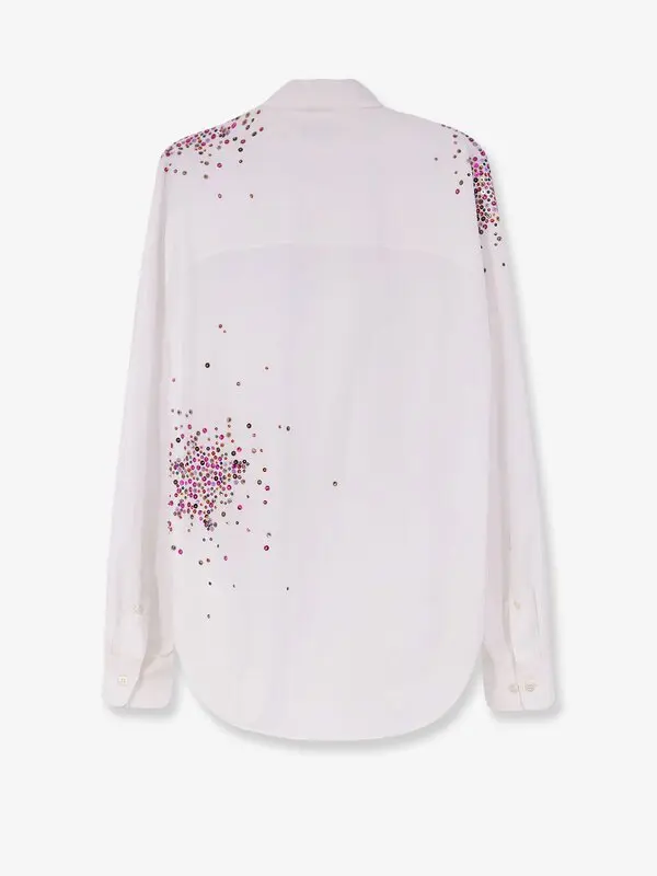 Dries Van Noten Casia Cotton Shirt With Sequin Detail - White