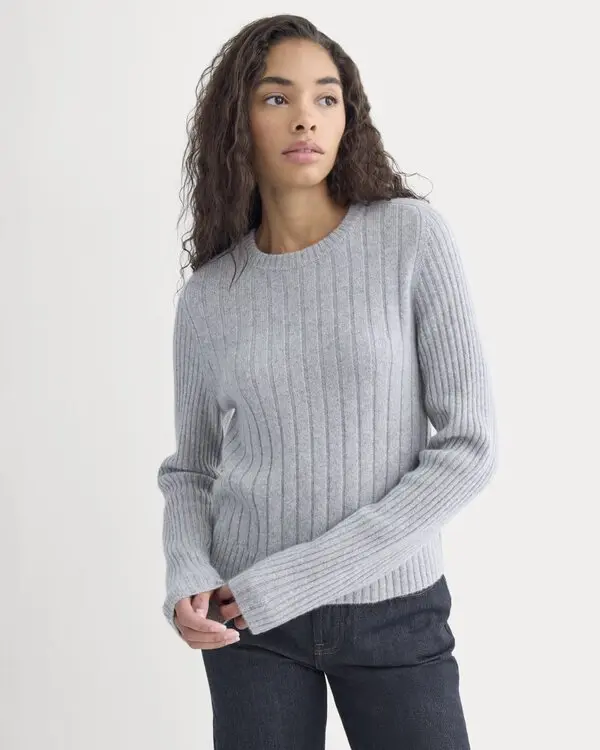 Everlane Mix Ribbed Crew Neck Sweater - Light Heather Grey