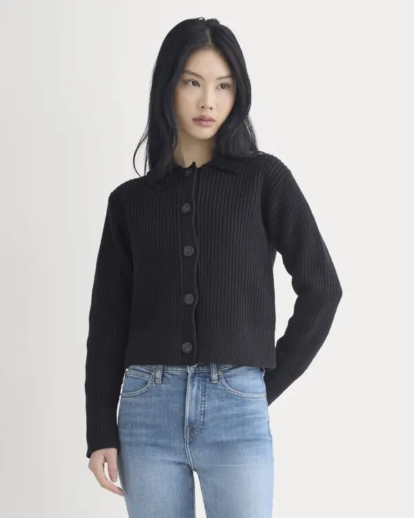 Everlane Everyday Cotton Shrunken Cardigan - Black