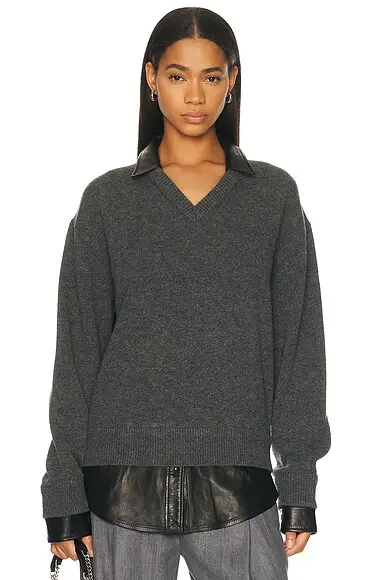 Acne Studios Krispo Sweater With Layered Leather Detail