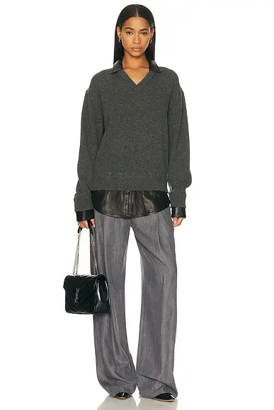 Acne Studios Krispo Sweater With Layered Leather Detail