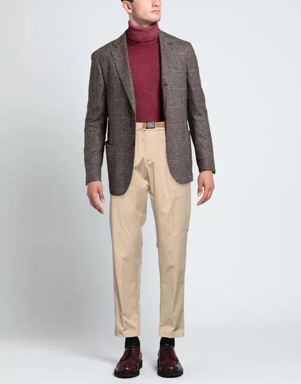 WHITE SAND Straight Leg Cotton-blend Trousers - Beige