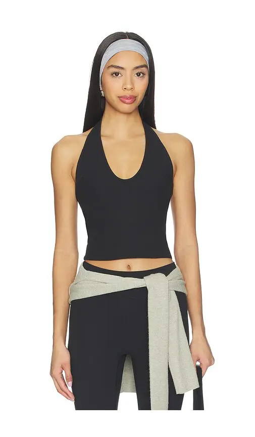 437 Halterneck Cropped Tank Top - Black
