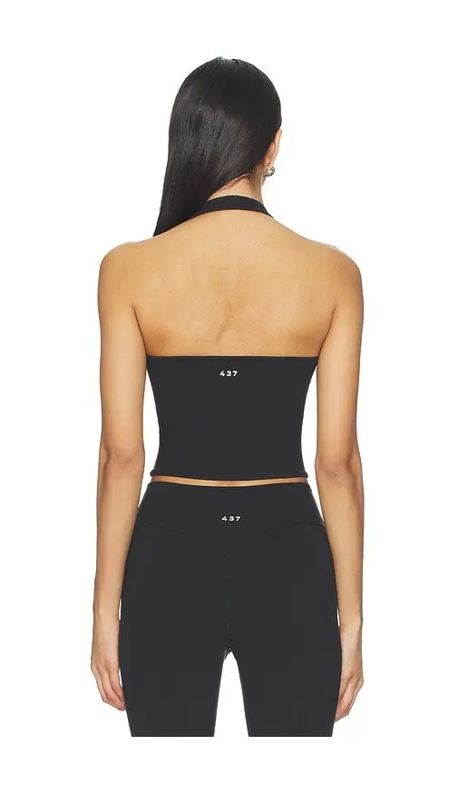 437 Halterneck Cropped Tank Top - Black