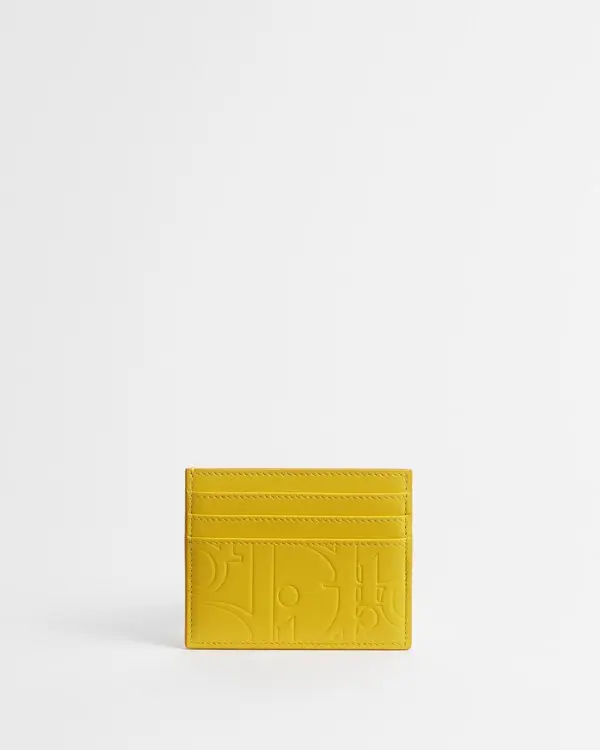 Dior Card Holder - Yellow Dior Gravity Smooth Leather