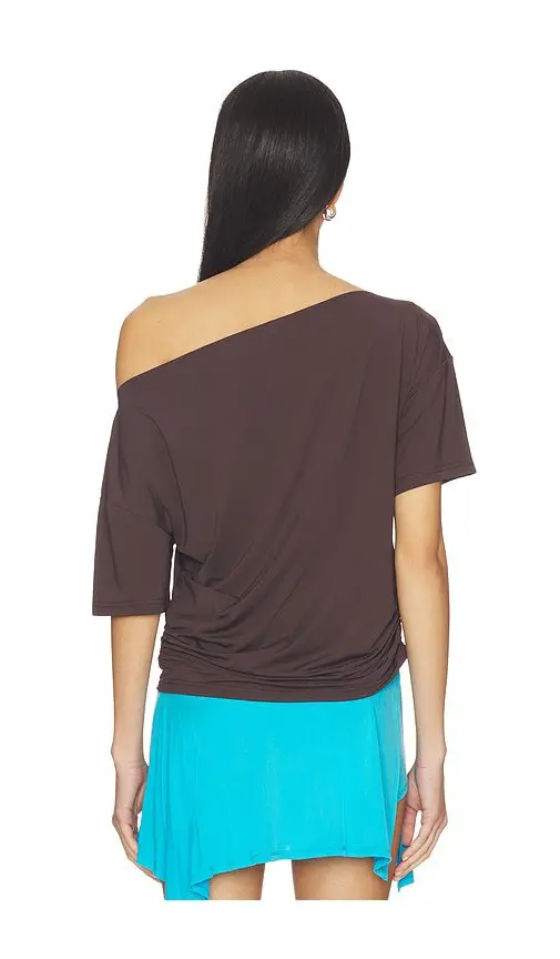 Lioness One-shoulder Lightweight Jersey Top - Chocolate