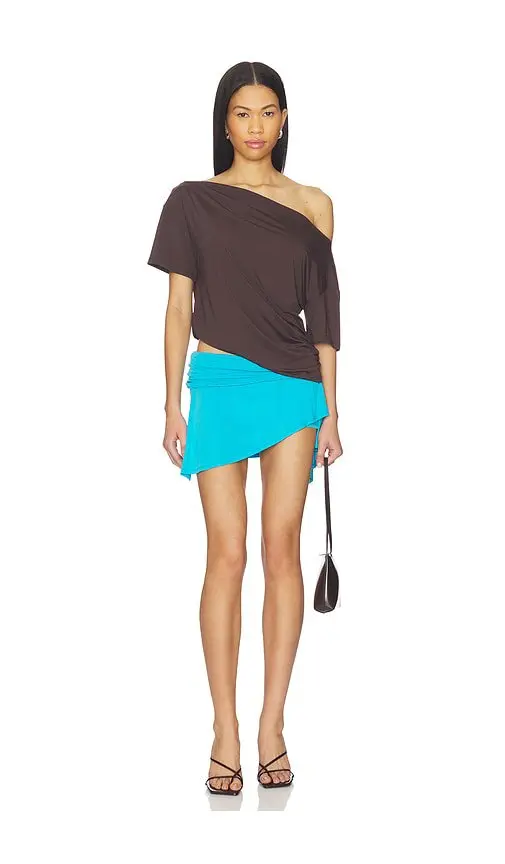 Lioness One-shoulder Lightweight Jersey Top - Chocolate