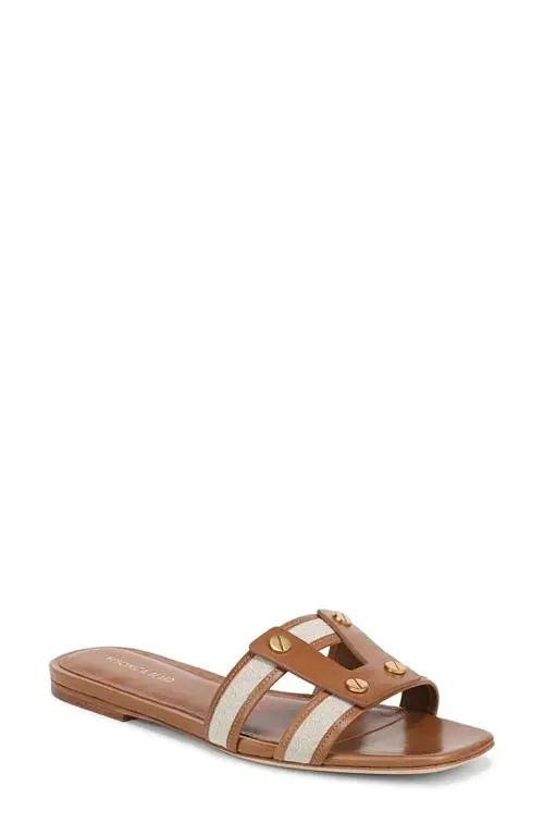 Veronica Beard Via Mixed Media Slide Sandal - Honey/natural