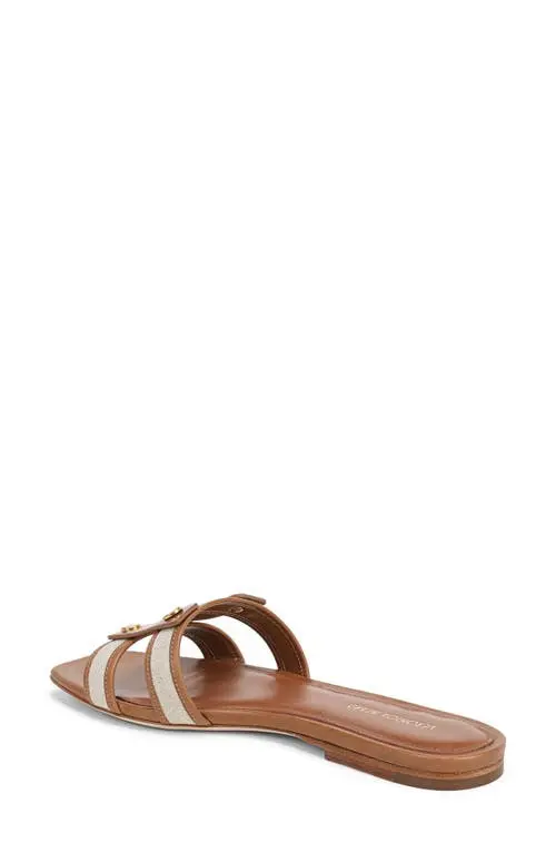 Veronica Beard Via Mixed Media Slide Sandal - Honey/natural