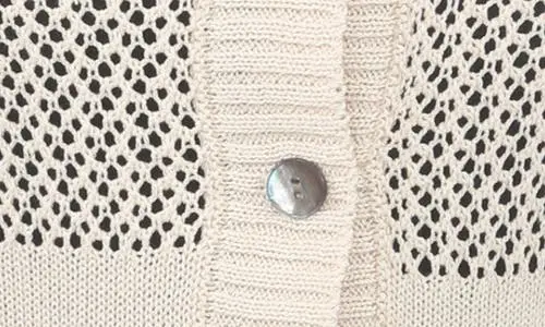 RAIN AND ROSE Cropped Openwork Cardigan Sweater - Beige