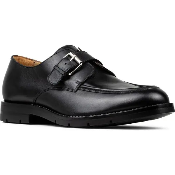 DONALD PLINER Calan Leather Monk Strap Shoe - Black
