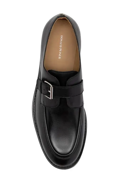DONALD PLINER Calan Leather Monk Strap Shoe - Black