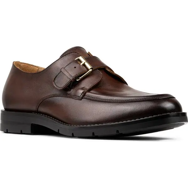 DONALD PLINER Calan Leather Monk Strap Shoe - Cognac