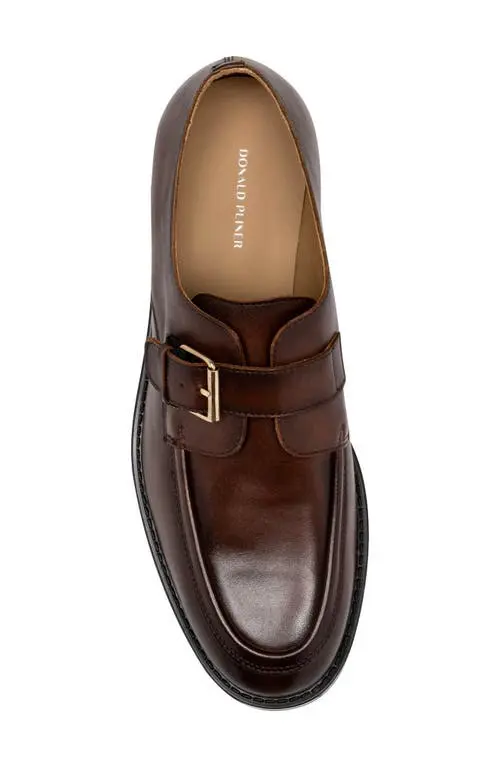 DONALD PLINER Calan Leather Monk Strap Shoe - Cognac