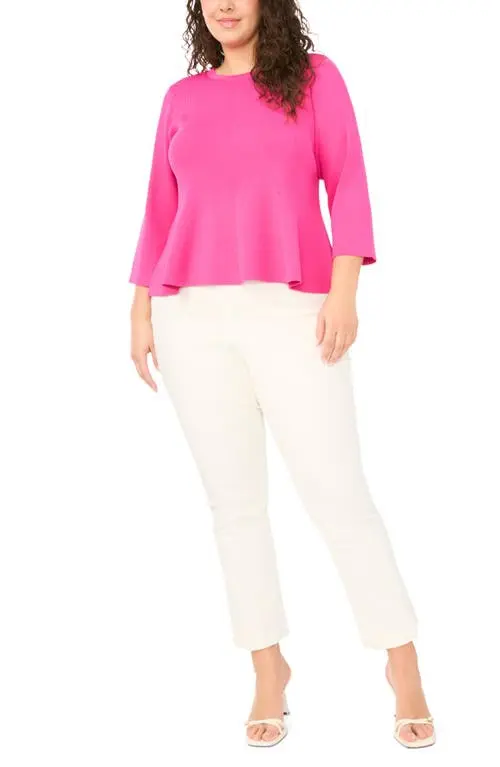 Halogen Rib Peplum Sweater - Rose Violet