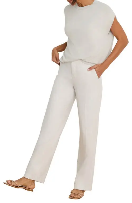 NIC+ZOE Lenox Linen Blend Pants - Silver Wisp