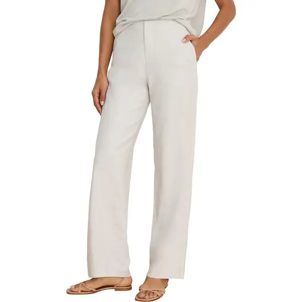 NIC+ZOE Lenox Linen Blend Pants - Silver Wisp