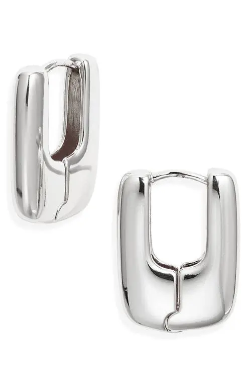 OPEN EDIT Geometric Huggie Hoop Earrings - Silver