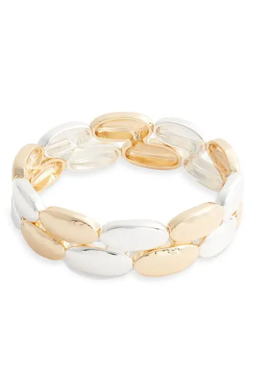 Nordstrom Two-tone Oval Link Stretch Bracelet - Goldilver